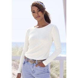 Vivance Langarmshirt 'mit sommerlicher Rippstruktur' beige Gr. 48/50 f&uuml;r Damen. Mit Rundhals. Figurumspielend. Nachhaltig.