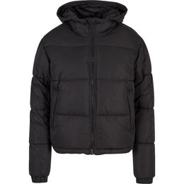 Urban Classics Winterjacke &raquo;Ladies Peached Puffer Jacket With Hood&laquo; 1 Stk. tlg. mit Kapuze black L L Regular fit mit h&uuml;ftb&uuml;ndiger L&auml;nge f&uuml;r l&auml;ssige...