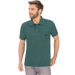 TRIGEMA Poloshirt &raquo;Polohemd mit Brusttasche&laquo; 1 Stk. green-melange L L DELUXE-Piqu&eacute;-Qualit&auml;t