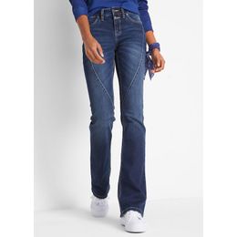 bonprix Bootcut-Jeans »Bootcut Jeans Mid Waist, Stretch«, Bootcut Jeans Mid Waist, Stretch dunkelblau used 44 - N-Gr N-Gr 44 Bootcut-Jeans mit Mid...
