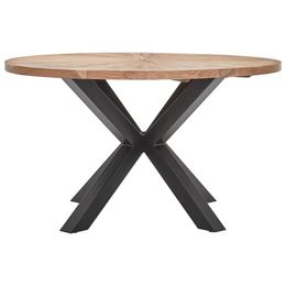 Livetastic Esstisch, Schwarz, Akazie, Holz, Metall, Akazie, vollmassiv, Holz, rund, Sternfu&szlig;, 130x76x130 cm, Esszimmer, Tische, Esstische, Esstische rund