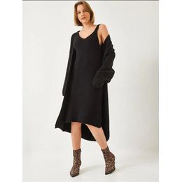 Bianco Lucci Set: Kleid und Strickmantel Damen Größe S/L schwarz