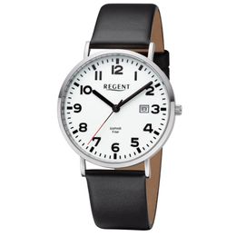 Regent Uhren Regent Herrenuhr mit Leuchtendem Zifferblatt Wei&szlig; / Schwarz / Silber | Gr.: onesize