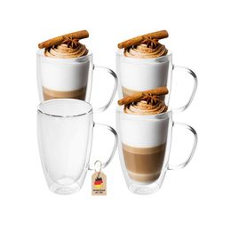 Intirilife Doppelwandiges Thermo Gläser Set Teeglas Kaffeeglas in 5x 400 - 500ml in KLAR | Gr.: onesize