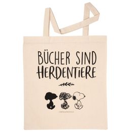 The Peanuts Snoopy Stoffbeutel - B&uuml;cher sind Herdentiere in beige | Gr.: onesize