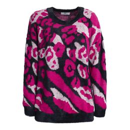 Influencer Pullover Damen Gr&ouml;&szlig;e S pink / schwarz / wei&szlig;
