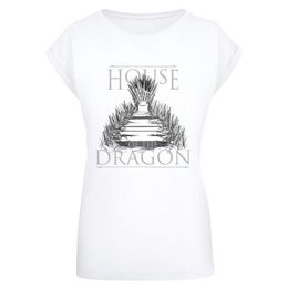 F4NT4STIC Extended Shoulder T-Shirt House Of The Dragon Throne in wei&szlig; | Gr.: M