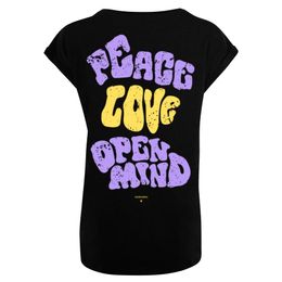 F4NT4STIC Extended Shoulder T-Shirt Peace Love and Open Mind in schwarz | Gr.: XS