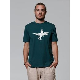wat? Apparel T-Shirt Astronaut on T-Rex in Dunkelgrün | Gr.: 56