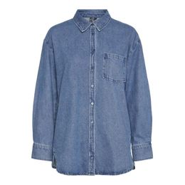 Pieces Langarmbluse in Medium Blue Denim | Gr.: XS