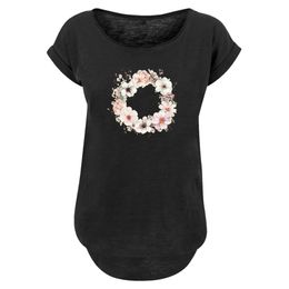 F4NT4STIC Long Cut T-Shirt Rosa Blumenkranz in schwarz | Gr.: XL