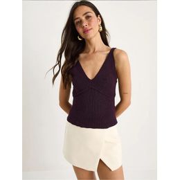 Bianco Lucci Stricktop Damen Gr&ouml;&szlig;e S/L aubergine
