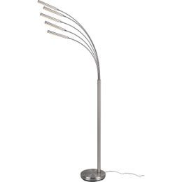 REALITY LEUCHTEN LED Stehlampe "Reed", grau (nickelfarben), 5, H: 196cm, Leuchten, Sensordimmer, Memory Funktion, LED Bogenlampe