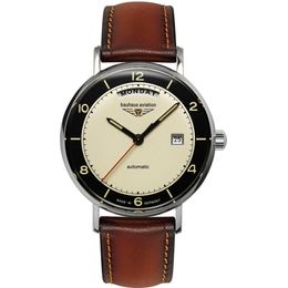 Automatikuhr BAUHAUS "Vintage Pilot Automatic", braun, Armbanduhren, Herren, Armbanduhr, Herrenuhr, Made in Germany, Mechanische Uhr, analog, Tag