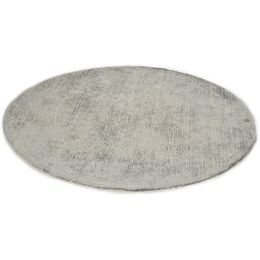 Teppich Tom Tailor HOME "Groove" Gr. 9, silber (silberfarben), H:15mm Ø:140cm, Viskose, Wolle, Teppiche, Teppich, modernes Design, edles Farbspiel, ideal im Wohnzimmer & Schlafzimmer