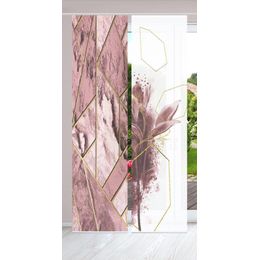 Schiebegardine HOME IN GREEN "SIGNUM" Gr. 1, rosa, B:60cm H:245cm, Polyester, Gardinen, SET DIGITALDRUCK,BAMBUSOPTIK RECYCELT