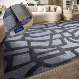 Villeroy & Boch Teppich VILLEROY & BOCH "Therese", grau (anthrazit), B:200cm H:5,5mm L:290cm, Polyester, Teppiche, Teppich, Wohnzimmer, Schlafzimmer, Modern, Hoch-Tief Effekt, Flur