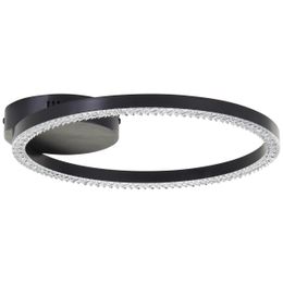 Brilliant LED Deckenleuchte "Aurelia", schwarz, H: 5cm, 1 Stk., Leuchten, Kristalloptik, Ø 30 cm, 1500 lm, 4000 K, Metall/Kunststoff, schwarz