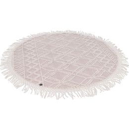 Teppich Tom Tailor HOME "Colored Macrame", rosa, B:0cm H:10mm L:0cm &Oslash;:140cm, Schurwolle, Teppiche, Teppich, Handweb Teppich, reine Wolle, handgewebt, mit Fransen, Scandi Design