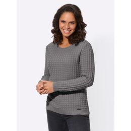 Rundhalspullover Casual Looks "Rundhals-Pullover", Damen, Gr. 38, grau, 50% Baumwolle, 50% Polyacryl, unifarben, Pullover Rundhalspullover