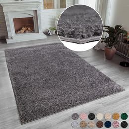 Hochflor-Teppich my home "Shaggy 30" Gr. 1, grau (stone), B:60cm H:30mm L:90cm, Kunstfaser, Teppiche, Teppich, Uni Farben, besonders weich und kuschelig, Kundenliebling