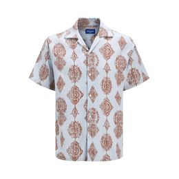 Jack & Jones JACK & JONES Button Up Shirt 'JORHydra Noto' male size S Light blue / Brown