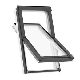 Kunststoff Dachfenster, RoofLITE+ Solid PVC, Anthrazit/Wei&szlig;, 66 x 118 cm, Schwingfl&uuml;gel mit Griff, individuell konfigurieren