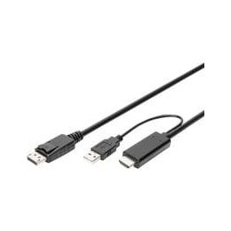 Digitus Adapterkabel HDMI > Displayport, UHD 4K schwarz, 2 Meter