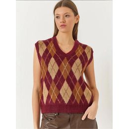 Bianco Lucci Pullover Damen Gr&ouml;&szlig;e S/L creme / orange / rubinrot