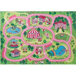 Kinderteppich ANDIAMO "Street", pink, B:140cm H:5mm L:200cm, Obermaterial: 100% Polyester, Teppiche, Kinderteppich, Straßen-Spiel-Teppich, weiche Spielunterlage, rutschhemmend