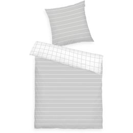 Bettwäsche Tom Tailor HOME "CHECK AND STRIPES in Gr. 135x200cm oder 155x220cm", weiß (light grau, crisp weiß), B/L: 135cm x 200cm, 1 Stk., 1 Stk., Renforcé, B/L: 80cm x 80cm, 2 Stk., Renforcé, Obermaterial: 100% Baumwolle, Bettwäsche, Bettwäsche, new bedroom, gewebtes Label