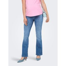 Umstandsjeans Only Maternity "OLMBLUSH MID FLARED REA1319 NOOS", Damen, Gr. XL (42), L&auml;nge 32, blau (medium blau denim), Denim/Jeans, Obermaterial: 92% Baumwolle, 6% Elastomultiester, 2% Elasthan, unifarben, Jeans