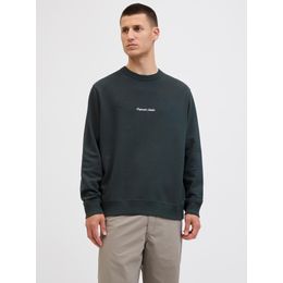 Jack & Jones Sweatshirt JACK & JONES "JORNORREBRO EMB SWEAT CREW NOOS", Jungen, Gr. L, schwarz (forest river), angeraute Sweatware, Obermaterial: 89% Baumwolle, 11% Polyester, unifarben, relaxed fit normal, Rundhals, Rippbündchen, Sweatshirts Sweatshirt, mit Logo Print