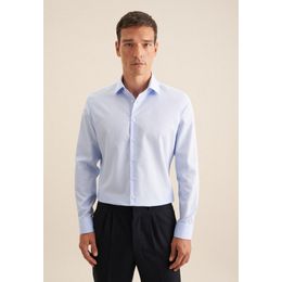 Businesshemd Seidensticker "Slim", Herren, Gr. M (40), normale &Auml;rmell&auml;ngen, blau (hellblau), 100% Baumwolle, unifarben, slim fit, 2-Knopf-Manschette, Hemden, Slim 1/1 Kentkragen Uni