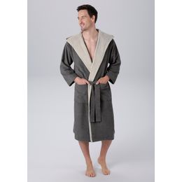 Unisex-Bademantel my home "Anna, ideal f&uuml;r Sauna & Spa, Hotelbademantel, Morgenmantel" Gr. XL, grau (anthrazit, grau), XL, Walkfrottier, Hausm&auml;ntel, f&uuml;r Damen & Herren, mit Taschen, S-5XL, zweifarbig