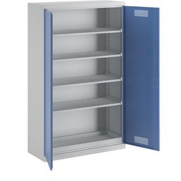 eurokraft pro Umweltschrank, Bodenauffangwanne, 4 Fachb&ouml;den lackiert, HxBxT 1950 x 1200 x 500 mm