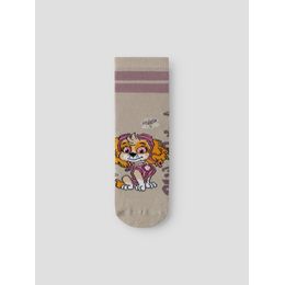 name it Socken 'NMFSASSA PAW' M&auml;dchen Gr&ouml;&szlig;e 28/30 greige / mauve / rosa / wei&szlig;