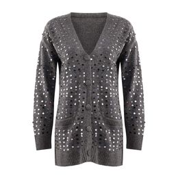 Trendyol Strickjacke Damen Gr&ouml;&szlig;e L anthrazit / silber