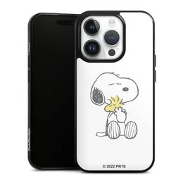 DeinDesign iPhone 14 Pro Handy Slim Case extra d&uuml;nn Silikon Handyh&uuml;lle schwarz H&uuml;lle Snoopy Love Peanuts Silikon Slim Case