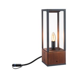 Paulmann LED-Außenleuchte 'Plug & Shine' Holz braun 14,2 x 40 x 14,2 cm