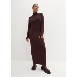 bonprix Maxi-Feinstrickkleid aus flie&szlig;endem Viskose-Mix, braun