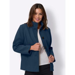 Langjacke Classic Basics, Damen, Gr. 48, blau (rauchblau), 100% Polyester, unifarben, Jacken Langjacke
