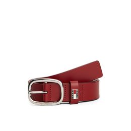 Tommy Jeans Damen Lederg&uuml;rtel "TJW OVAL 3.0 cm breit"rustic cherry, Gr. 100, unifarben, Rindsleder, G&uuml;rtel, Ovale Einfachdornschlie&szlig;e und Logo am