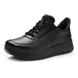 Ara Damen Sneaker "SAPPORO", Gr. 8,5schwarz, Glattleder, unifarben, Schuhe, Plateausneaker, Schnürschuh in Komfortweite H (= sehr weit)