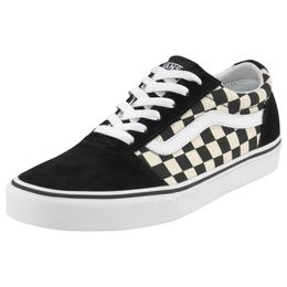 Sneaker Vans "Ward", Damen, Gr. 38, schwarz-wei&szlig; (schwarz, wei&szlig;), Leder, Textil, Schuhe Skaterschuh Sneaker low Retrosneaker