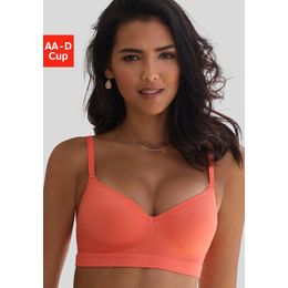 Push-up-BH Lascana "COMFY BRA", Damen, Gr. 70, Cup A, orange, Piqué, Obermaterial: 50% Baumwolle, 33% Polyamid, 14% Polyester, 3% Elasthan, BHs, mit Bügel aus weicher Baumwollmischung, Dessous