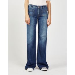 Bootcut-Jeans Gang "94 JESSI FLARED", Damen, Gr. 26, N-Gr, blau (azur blau wash), Denim/Jeans, Obermaterial: 98% Baumwolle, 2% Elasthan, ausgestellt lang, Jeans, im angesagten Leo Muster