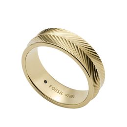Fingerring Fossil "Schmuck Geschenk Edelstahl Ring SADIE" Gr. 19, gold (gelbgoldfarben), Fingerringe, Damen, 19, Edelstahl, 6,5mm, Fingerring