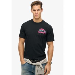 Rundhalsshirt Superdry "CL GREAT OUTDOORS CHEST TEE", Herren, Gr. L, schwarz, Single Jersey, Obermaterial: 100% Baumwolle, unifarben, loose fit normal, Rundhals, Shirts