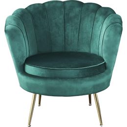 Loungesessel Salesfever, B:76cm H:78cm T:76cm, grün, 100% Polyester, Wohnzimmer, Sessel, "Clam - Design Cocktailsessel", Prachtvoll extravagantes